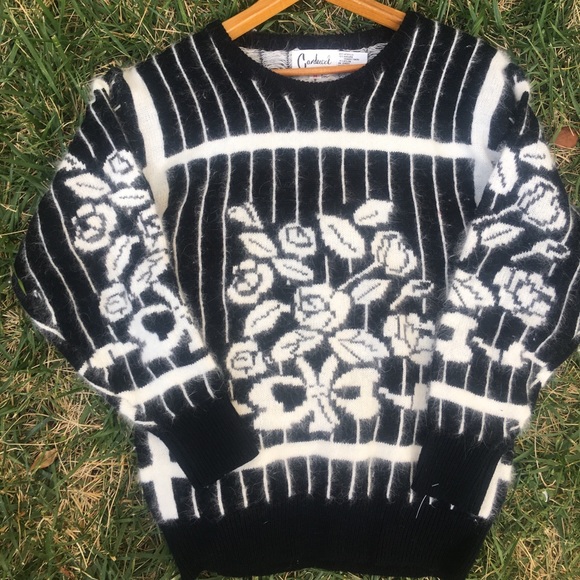 Carducci | Sweaters | Vintage Carducci Sweater Black White Rabbit Hair ...